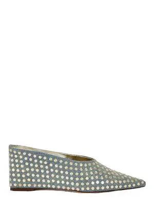 AZALEA WANG Neiza Studded Wedge Pumps - Denim