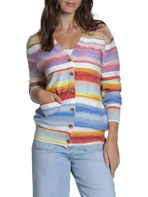APNY Space Dye Stripe Cardigan - Blue Terracotta Multi
