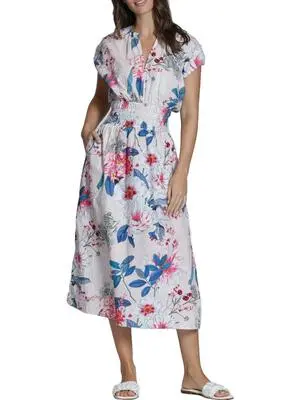 APNY Floral Print Cotton Midi Dress Blush