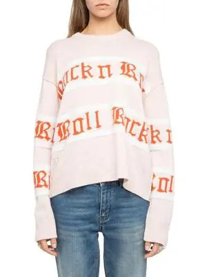 Zadig&Voltaire Markuz Rock 'n' Roll Jacquard Stripe Wool & Cashmere Sweater - Pearly