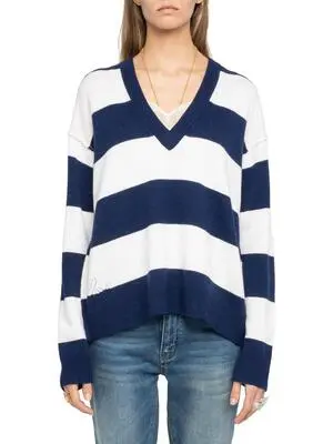 Zadig&Voltaire Wings Stripe Wool & Cashmere Sweater - Marine