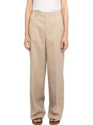 ZADIG&VOLTAIRE Pinstripe Linen Blend Wide Leg Pants