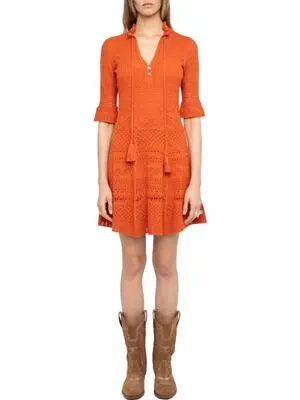 Zadig&Voltaire Cotton Pointelle Mini Dress - Tangerine
