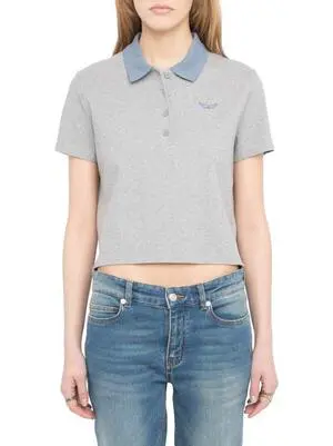 Zadig&Voltaire Mirta Crop Polo - Medium Grey