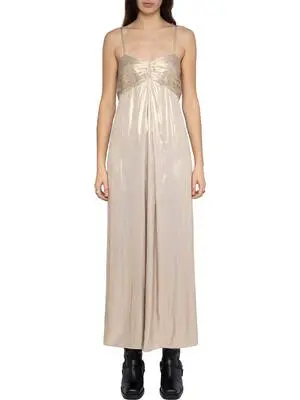 Zadig&Voltaire Rippie Pleated Metallic Slipdress - Gold