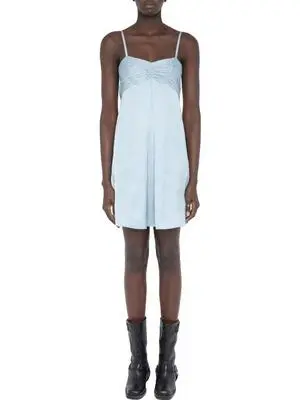 Zadig&Voltaire Rippies Pleated Satin Slipdress - Sky