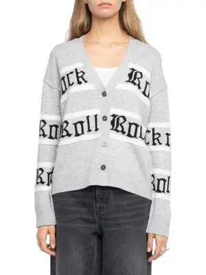 Zadig&Voltaire Rock 'n' Roll Wool-cashmere Cardigan - Light Grey