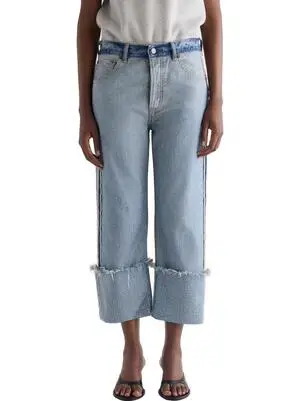 Acne Studios Rhinestone Cuff Ankle Jeans - Mid Blue