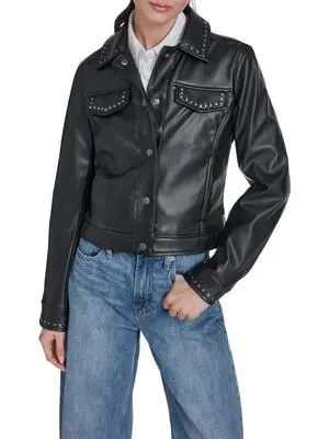 LEVI'S Studded Faux Leather Jacket - Black