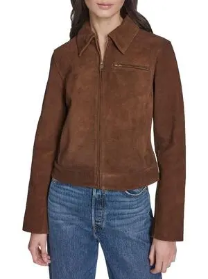 LEVI'S Leather Zip Jacket Maple
