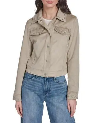 LEVI'S Studded Faux Suede Jacket - Beige
