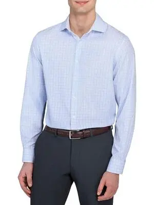 W.R.K Slim Fit Microcheck Performance Dress Shirt - White/blue