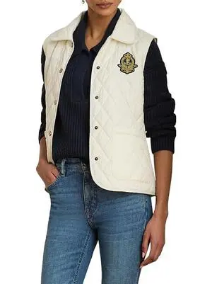 Ralph Lauren Crested Quilted Vest - Cream