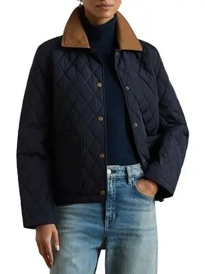 Ralph Lauren Twill Collar Quilted Jacket - Dark Navy