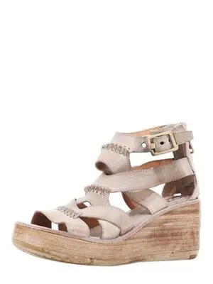 A.S.98 Norman Platform Wedge Sandal - Bone