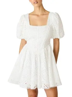 Steve Madden Briana Eyelet Embroidery Minidress - Antique