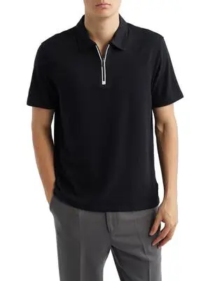 Bugatchi Quarter Zip Polo - Black