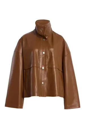Nour Hammour Park Leather Jacket - Brown