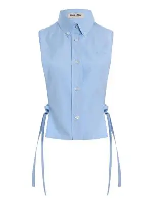 Miu Miu Cotton Poplin Top - Blue