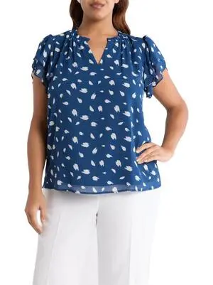 SUGARLIPS Elodie Abstract Print Top - Navy-cream