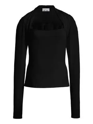 MEL USINE Therese Draped Jersey Top Black