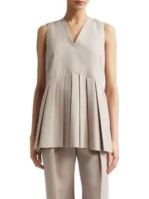 JIL SANDER Pleated Wool Gabardine Top - Mauve