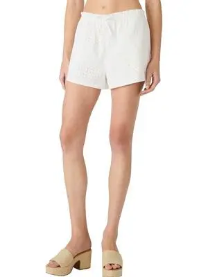 Steve Madden Eyelet Embroidered Drawstring Shorts - Birch White