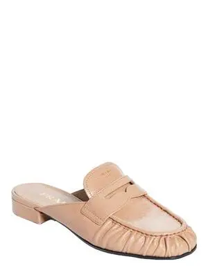 Prada Ruched Apron Toe Penny Loafer Mule - Cammeo