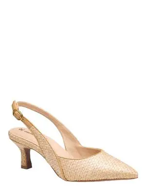Johnston & Murphy Lindsey Raffia Slingback Kitten Heel Pumps - Natural Raffia