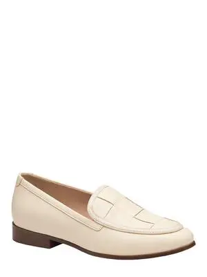 Johnston & Murphy Woven Leather Loafer - Bone Nappa Leather