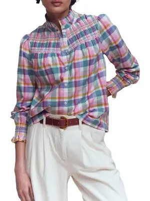 Boden Esme Check Smock Detail Button-up Shirt - Multi Check