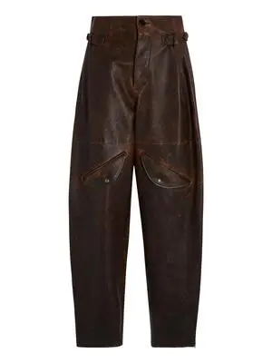 Ralph Lauren Hania Distressed Leather Pants - Brown