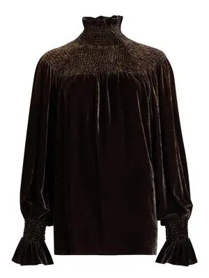 Ralph Lauren Maddison Embellished Velvet Top - Brown