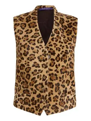 Ralph Lauren Leopard-print Haircalf Vest - Tan