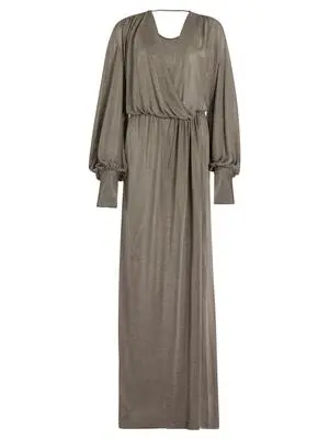 Ralph Lauren Metallic Jersey Maxi Dress - Silver