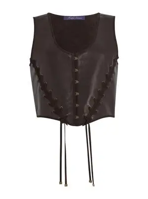 RALPH LAUREN Thurlow Leather Corset Top