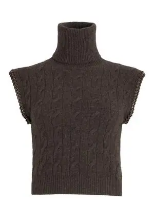 Ralph Lauren Cable-knit Cashmere Turtleneck Shell - Taupe