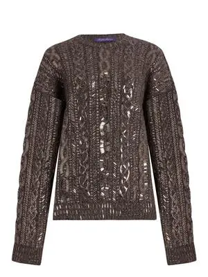 Ralph Lauren Embellished Cable-knit Sweater - Silver