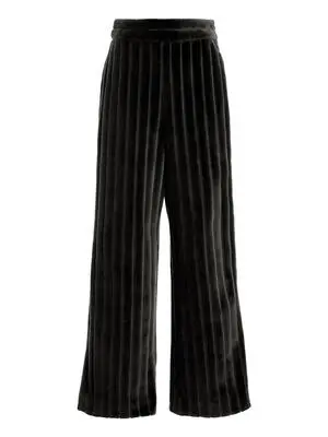 MEL USINE Marie Velvet Corduroy Wide Leg Pants - Black