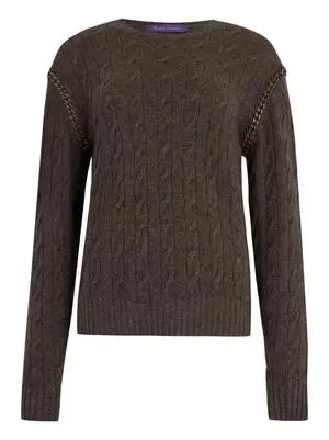 Ralph Lauren Cable-knit Cashmere Crewneck Sweater - Taupe