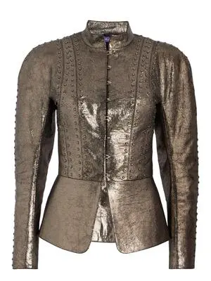 Ralph Lauren Leather Sophia Jacket - Metallic