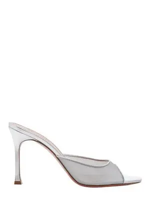 Amina Muaddi Alexa Mesh Mules - Silver