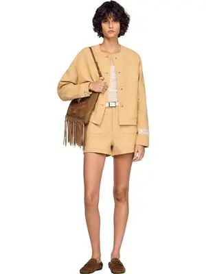 Sandro Straight-cut Denim Jacket - Beige