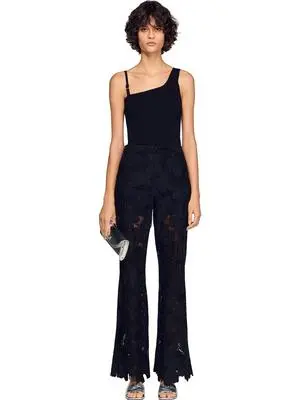 Sandro Asymmetric Knit Top - Black