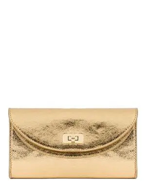 Sandro Mambo Metallic Leather Clutch - Gold