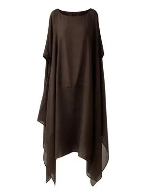 Chan Luu Cotton-silk High-low Kaftan - Brown