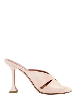 Amina Muaddi Salma Ostrich-effect Satin Sandals - Pink