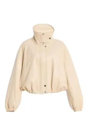 Nour Hammour Pia Leather Jacket - Ivory