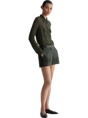 Veronica De Piante Daphne Shirt In Silk - Olive