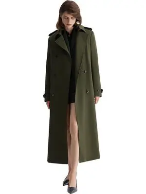 Veronica De Piante Amara Longline Trench Coat - Olive